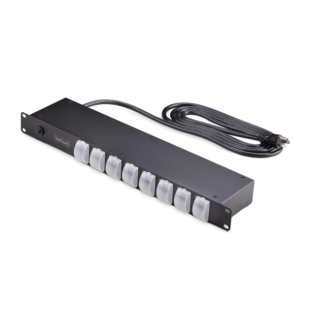 8-OUTLET HORIZONTAL RACK Mount PDU, 1U Power Strip, Outlet On/Off ...
