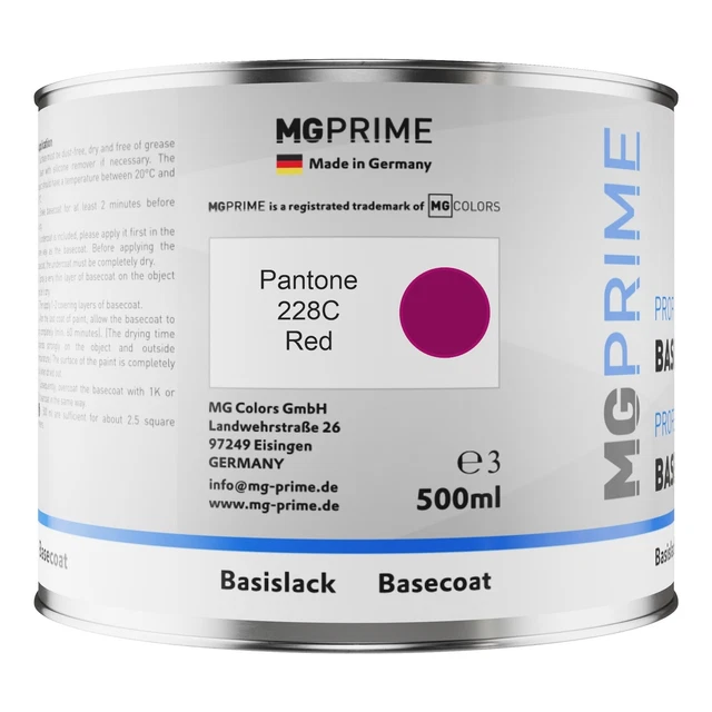 PANTONE 228C RED peinture pot kit couche de base vernis 2C mat satiné 1 ...