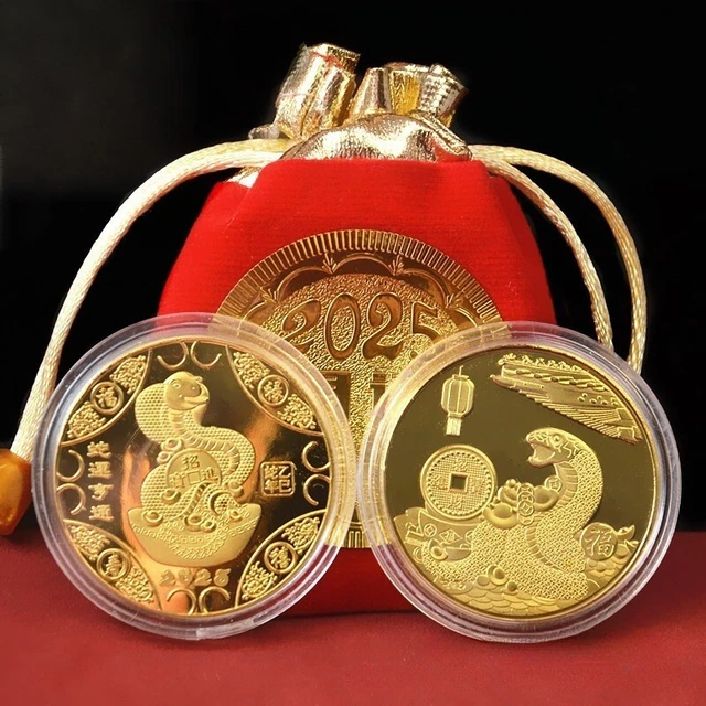 2025 YEAR OF The Snake Lucky Gold Coin Commemorative Coins Zodiac ...