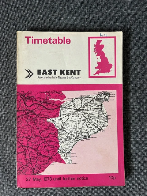 NATIONAL BUS COMPANY 'East Kent' Bus Timetable and Map. 27 May 1973. £4 ...
