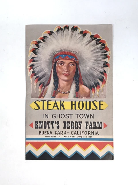 KNOTT'S BERRY FARM Steak House GHOST TOWN 1960's Brochure MENU Theme ...