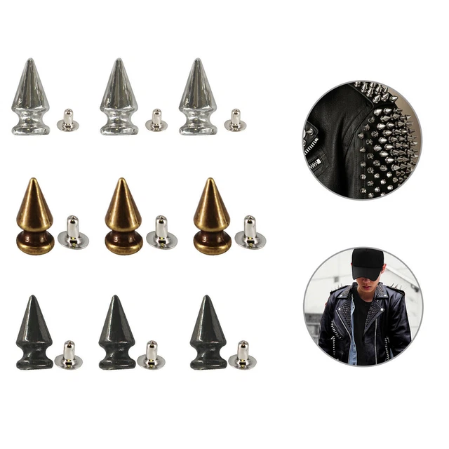 100 POINTE CÔNES Punk Spots Mince Clous Rivets Travail Du Cuir Clothes ...