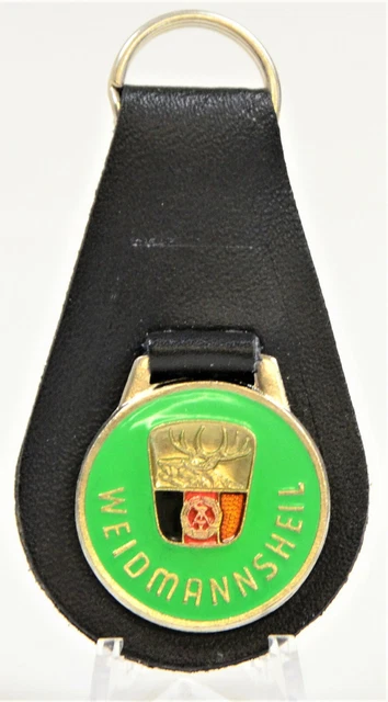 DDR FORST FORSTWIRTSCHAFT Schlüsselanhänger Weidmannsheil Jagd Leder ...
