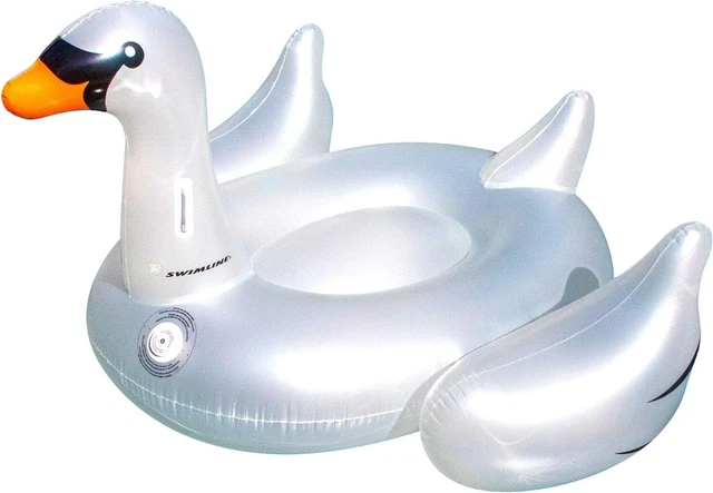 ORIGINAL 90621 GIANT Inflatable Swan Pool Float Floatie Ride-On Lounge ...