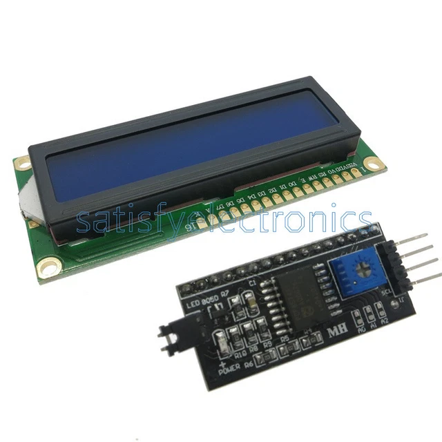 1602 16X2 LCD Character Display + IIC/I2C/TWI/SPI Serial interface ...