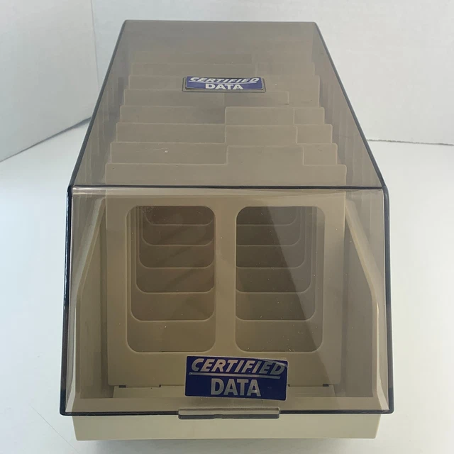 VINTAGE 5.25& FLOPPY Disk Plastic Storage Case Box Holder with Dividers ...