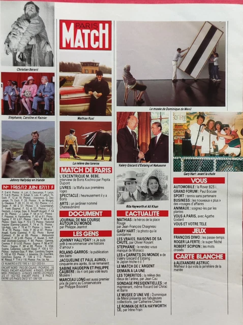PARIS MATCH N° 1985 du 12 Juin 1987 MATHIAS RUST Moscou GISCARD GARY ...
