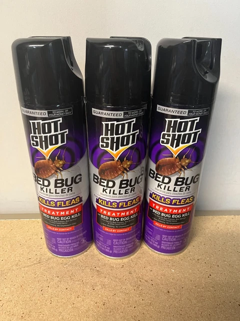LOT OF 3 Hot Shot Bed Bug Killer Aerosol 17.5-oz Bed Bug Killer Spray ...