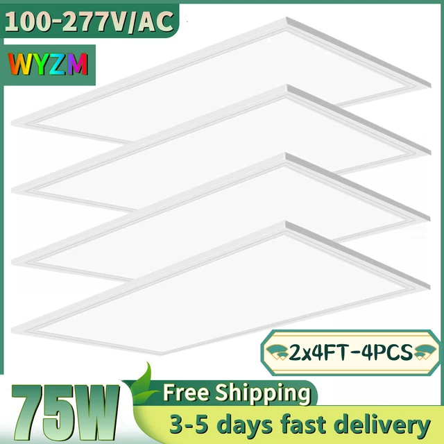 4 PACK 2X4 FT 75 Watt 5000K Daylight Flat LED Troffer Panel Light_0-10V ...