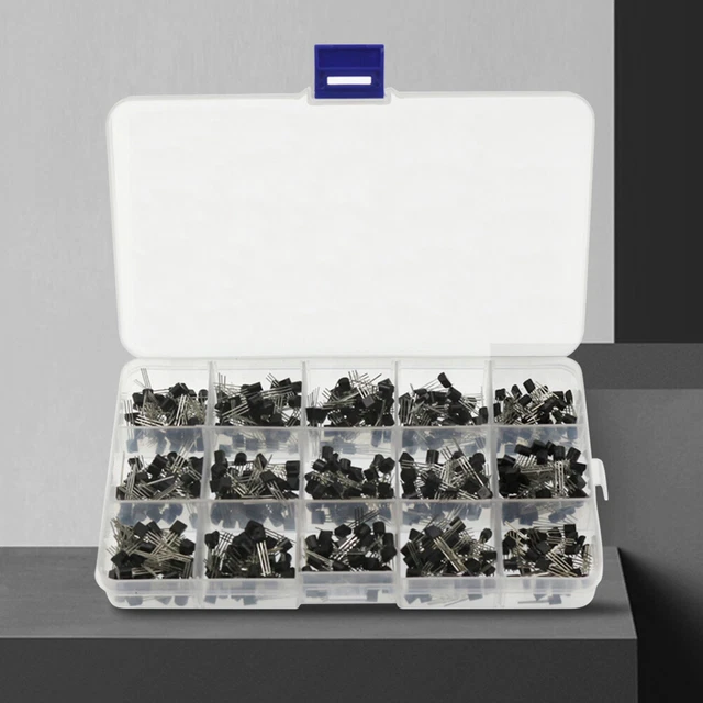 600PCS TRANSISTOR KIT NPN/PNP Transistor Kit Assortment Box 2N2222 ...