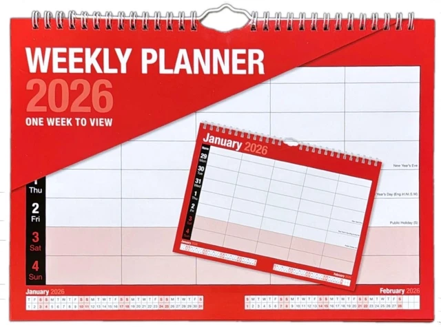 2026 WEEK TO View 5 Column Calendar Hanging Spiral Daily Home Office ...
