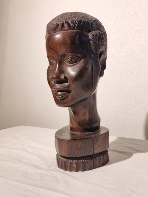 SCULPTURE BOIS AFRICANISTE ALFRED RANDRIA Buste Féminin africaniste ...