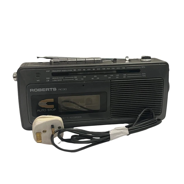 RETRO ROBERTS RC30 Portable AM/FM 3-Band Vintage Radio - Black tape not ...