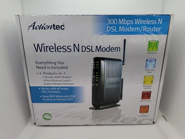 ACTIONTEC GT784WN 300MBPS Wireless N DSL Modem Router 4 Port Tested $34 ...