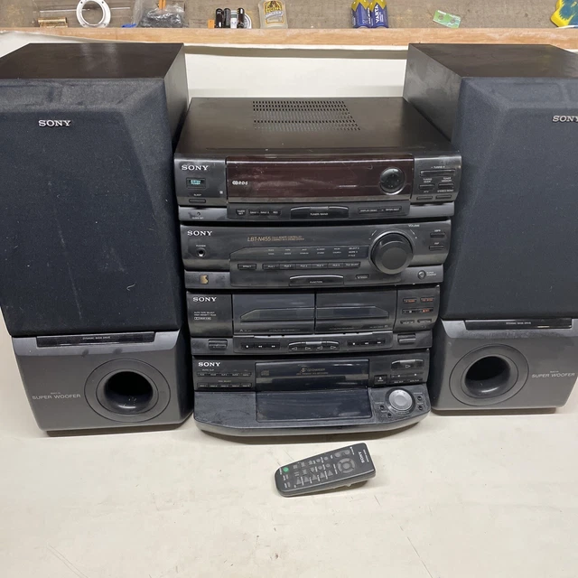 RETRO SONY LBT-N455 Compact Hi-Fi Stereo System Tape CD Radio Remote ...