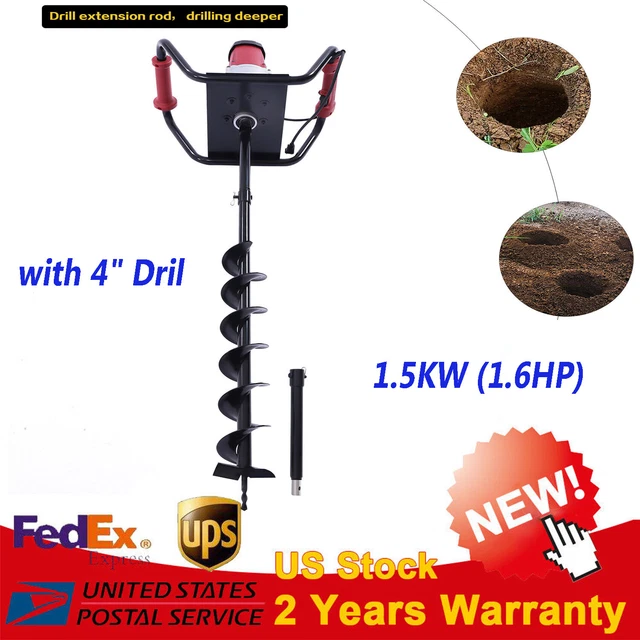 YARD POST HOLE Diggers 1.5KW Auger Digging Electric Drilling Tools Kit ...