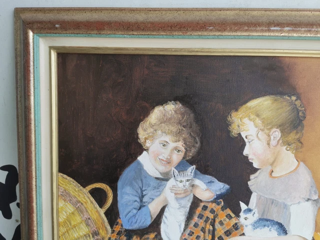 D GODON TABLEAU HUILE sur TOILE XXe Signe PORTRAITS Fillettes et ...