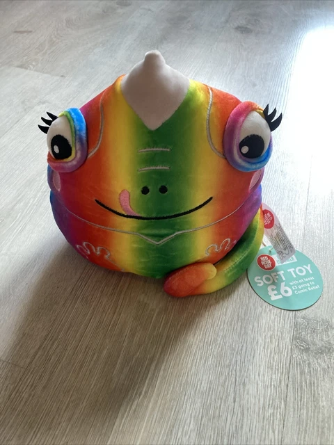 RED NOSE DAY Rainbow Chameleon Plush Soft Toy Squishmallow Type Lizard ...