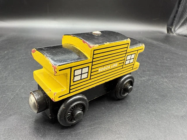 THOMAS & FRIENDS Wooden Yellow Sodor Line Caboose Toy Engine For Train ...
