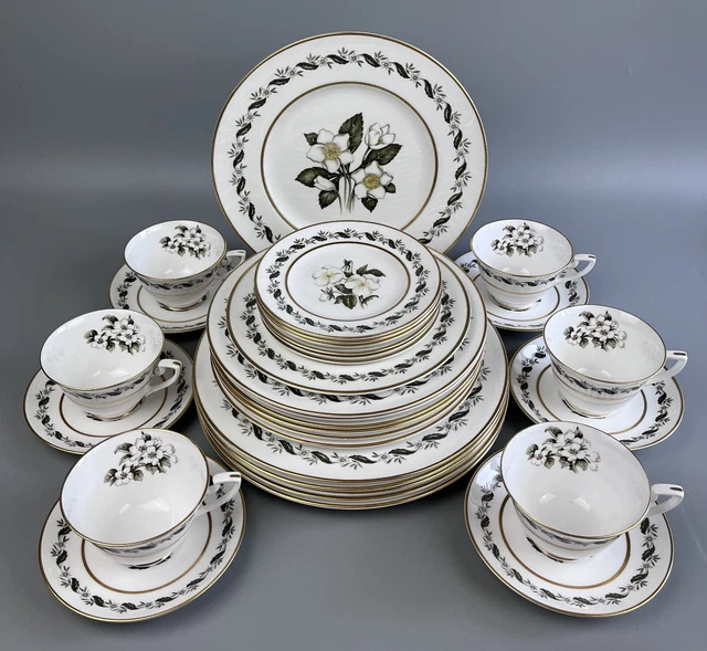ROYAL WORCESTER DINNER Service Set "Bernina". 6 place setting. Bone ...
