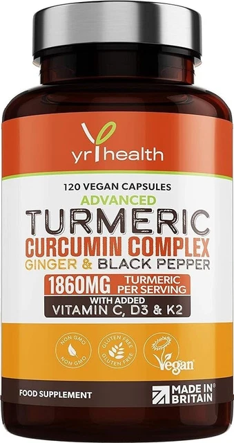 TURMERIC CAPSULES HIGH Strength 1860mg with Black Pepper, Ginger ...