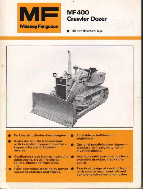 MASSEY FERGUSON &MF400& Crawler Tractor Dozer Brochure Leaflet £6.50 - PicClick UK