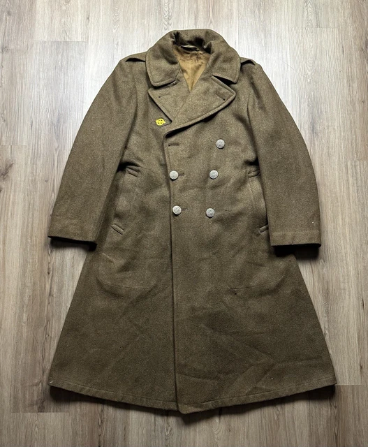 WW2 US ARMY Officer's Cold Weather Wool Trench Coat Overcoat 38R 1940s ...
