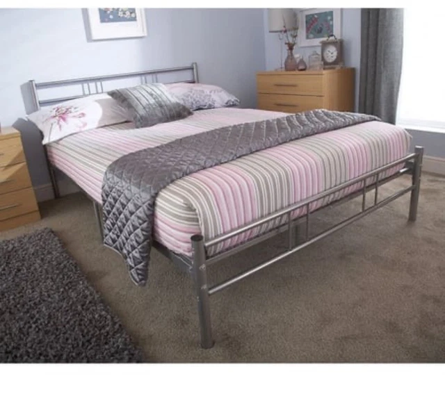 METAL FRAME DOUBLE bed with mattress £150.00 - PicClick UK