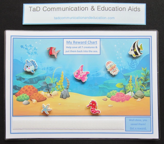 RÉCOMPENSE MOTIVATIONAL 7 POISSONS CARTE - TDAH autisme SEN PECS aide ...