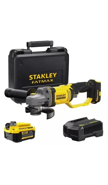 STANLEY FATMAX V20 18V 125mm Cordless Angle Grinder Kit 1 x 4.0Ah Carry ...