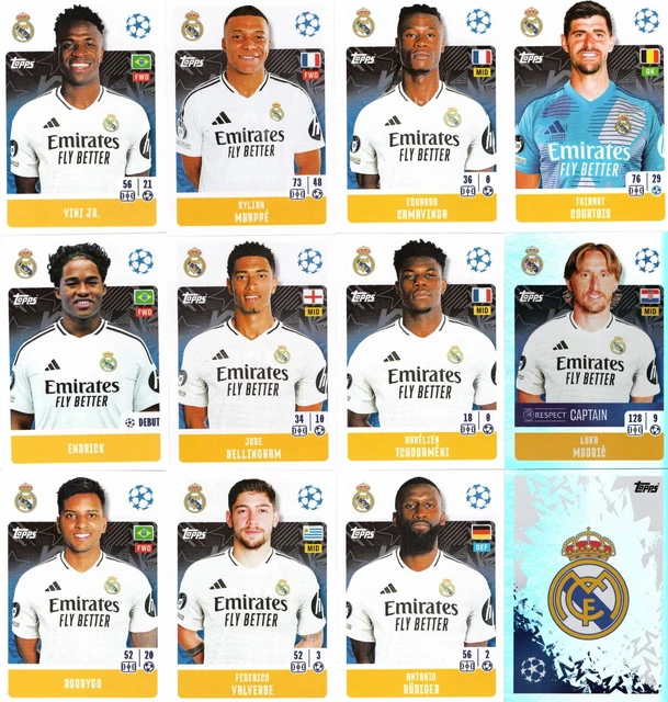 TOPPS UEFA CHAMPIONS League 2024/25 Sticker Alle 12 Sticker Real Madrid ...