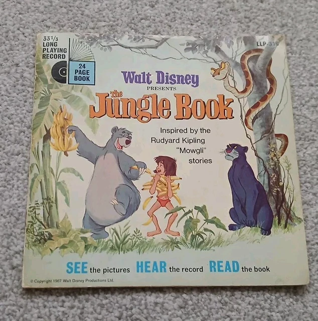 COLLECTABLE WALT DISNEY 1967 Jungle Book LLP 319 Record with book See ...