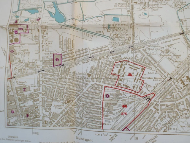 WW2 GERMAN LUFTWAFFE AERIAL TARGET MAP OF WARRINGTON & AREA SECTION GB4 ...