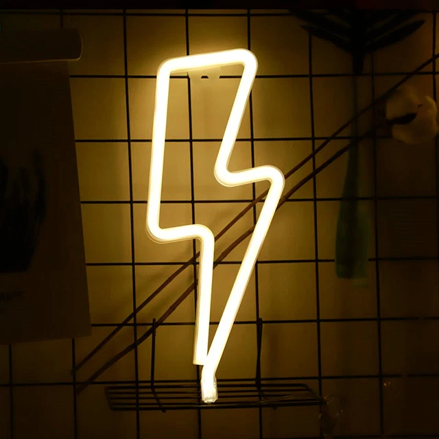 FLASH SHAPED NEON Lights USB Battery Operated Hanging Lamp (Warm Light ...