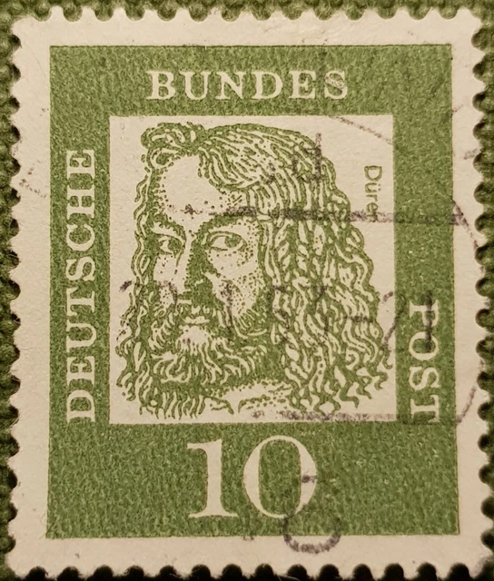 VINTAGE DEUTSCHE BUNDESPOST Stamp 10 Pf Portraits of Albrecht Durer ...