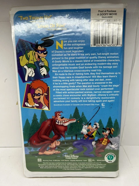 A GOOFY MOVIE VHS 1995 (Clamshell)Preowned Untested Walt Disney ...