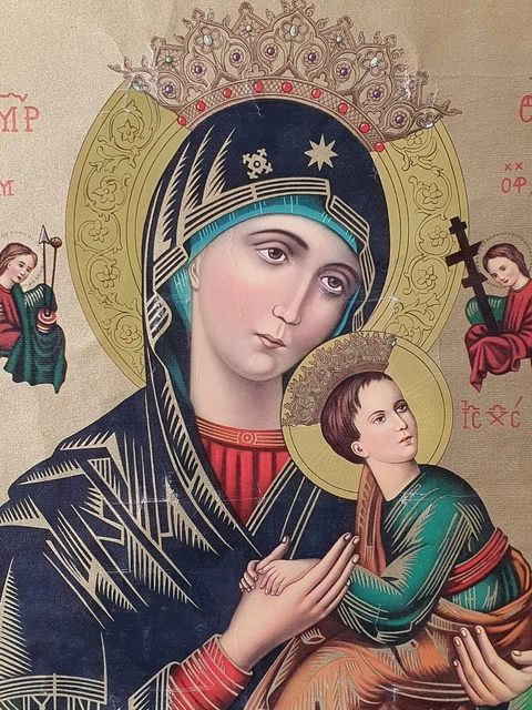 OUR LADY OF Perpetual Help Virgin Mary Icon Vintage Print Catholic £59.95 - PicClick UK