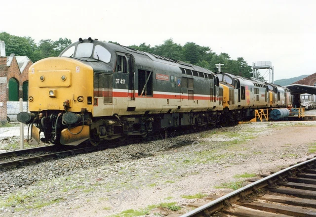 RAILWAY PHOTO 6X4 Class 37 37417 671 411 St Blazey TMD 2/8/91 Intercity ...
