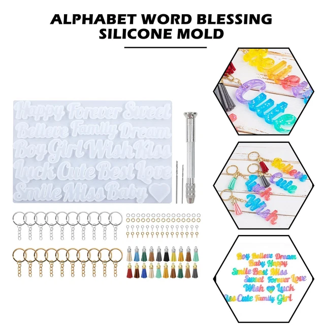 DIY ALPHABET CRYSTAL Epoxy Resin Mold Letter English Word Pendant ...