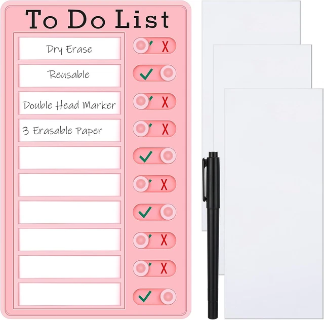 DRY ERASE CHECKLIST Board to Do List Memo Boards Slider Schedule Chore ...