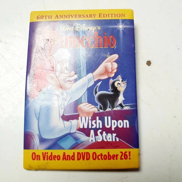 PINOCCHIO DISNEY DVD 60th Anniversary Movie Promo Promotional Button ...