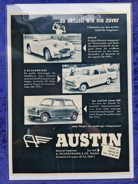 AUSTIN SPRITE, CAMBRIDGE, Seven Original 1959 Advertisement, Laminated ...