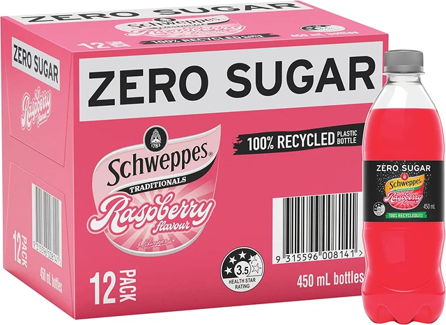 SCHWEPPES RASPBERRY ZERO Sugar 450ML X 12 Pack $22.55 - PicClick AU