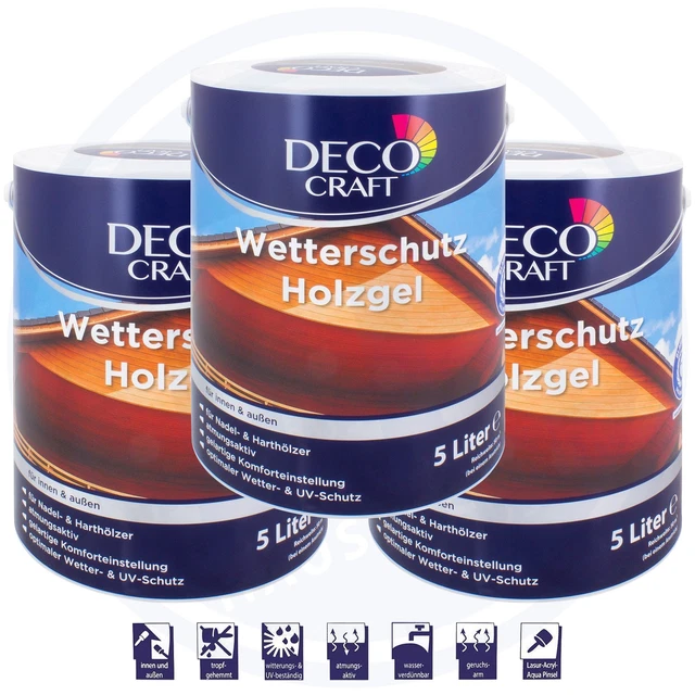 DECO CRAFT WETTERSCHUTZ Holzgel - Palisander 5 Liter EUR 99,99 - PicClick DE