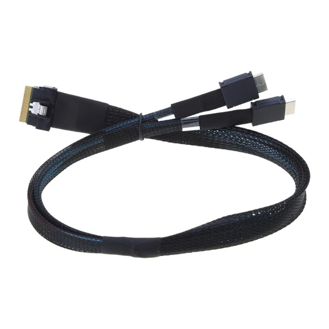 50CM CABLE SFF-8654 8X to Oculink SFF-8611 for SlimSAS 8X to 2xOCulink ...