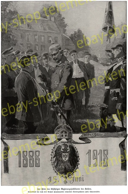 WILHELM II. 30. Amtsjubiläum GHQ Spa Belgien Stabswache Wappen ...