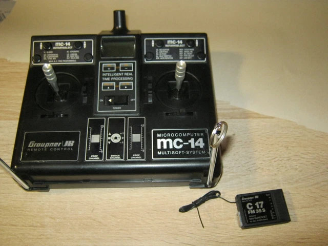 GRAUPNER FERNSTEUERUNG MC 14 im 35 Mhz mit Empfänger C 17 und Quarzpaar ...