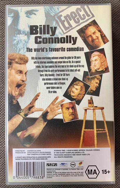 1998 BILLY CONNOLLY Erect For 30 Years VHS Stand Up Comedy Special Best Of VGC $5.01 - PicClick CA