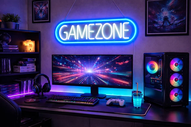 NEON LIGHT UP Sign LED Wall Night Lamp USB Gamer Game Room Hanging Kids ...