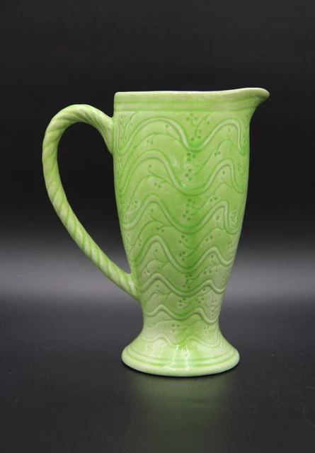1961+ VINTAGE ROYAL Art Pottery Green Jug with Twisted Handle Made in ...